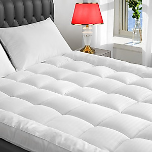 King Size Mattress Topper, Extra Thick Pillowtop, Cooling Plush Mattress Pad Cover for Back Pain Relief, Soft Down Alternative Fill Mattress Protector(76x80 Inches)