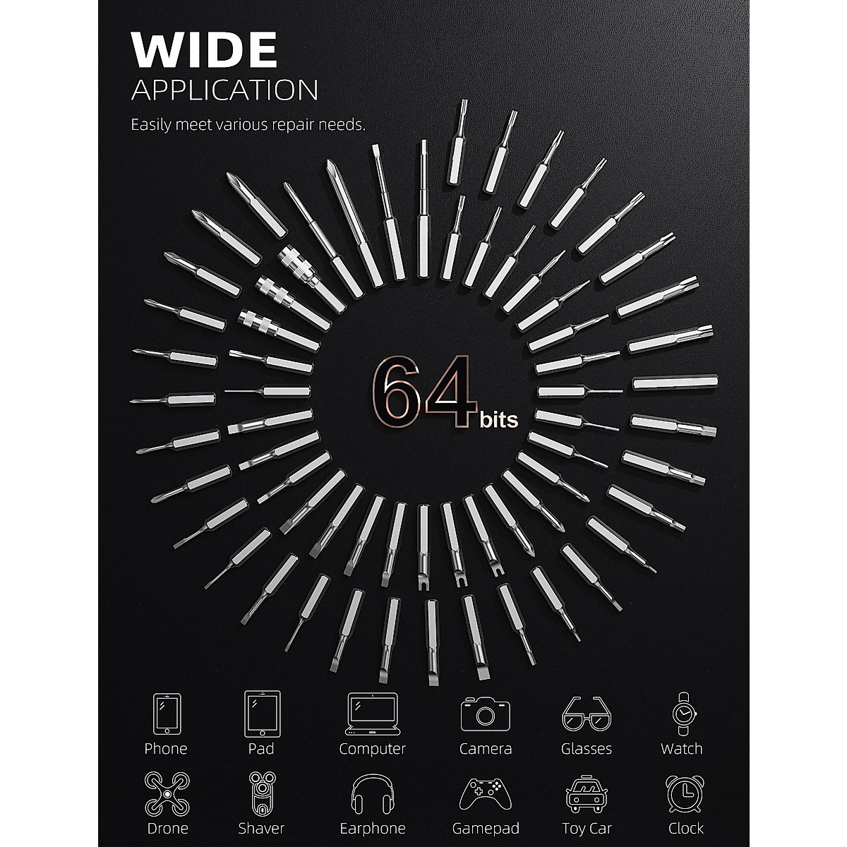 iFu Mini Electric Screwdriver, 90 in 1 Precision Screwdriver Set – Small Cordless Power Screwdriver with LED Light & 64 Magnetic Bits, Repair Tool for Phone Laptop Camera Watch Computer