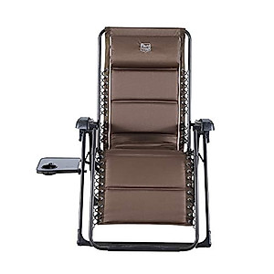 TIMBER RIDGE Zero Gravity Chairs, Folding Recliner Chair Padded with Cup Holder and Headrest, Adjustable Lounge Reclining Chair for Outdoor Camping Lawn Patio Indoor, Supports 350lbs, Brown
