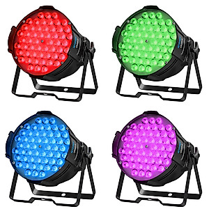 BETOPPER LED Stage Lights, 54x3W RGB Par Lights, DMX 512 Controller Sound Activated Uplights, DJ Lights with Daisy Chain, Spotlights, Wash Lights for Stage Performance, Party, Wedding, Club(4 Packs)