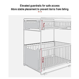 LEAYAN Under Sink Storage 2 Tier Cabinet Rack Under Sink Shelf,Under Sink with Sliding Drawer,Under Sink Organizer Removable,for Kitchen and Bathroom Under Sink Rack Shelf, White 37.5 * 28 * 43.5cm