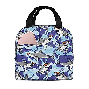 Majoug Funny Shark Lunch Bags Cooler Tote Organizer Bags Reusable Lunch Box