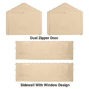 Gardesol Carport Replacement Sidewall, Replacement Sidewall Tarp for 10' x 20' Carport Frame, 180G Waterproof & UV Protected Replacement Sidewall Cover, Beige, Top Cover and Frame Not Included