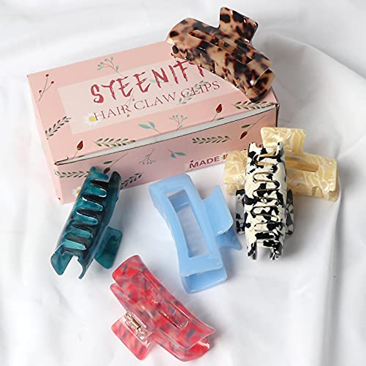 SYEENIFY Hair Claw Clips for Thick Thin Hair,Strong Hold Nonslip Large Hair Clamps for Women Girls