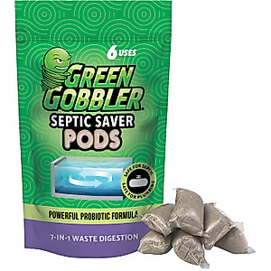 Green Gobbler SEPTIC SAVER Treatment Pods with Bacteria For Healthy Septic System, 6 Month Supply, 1.30 oz (Package May Vary)