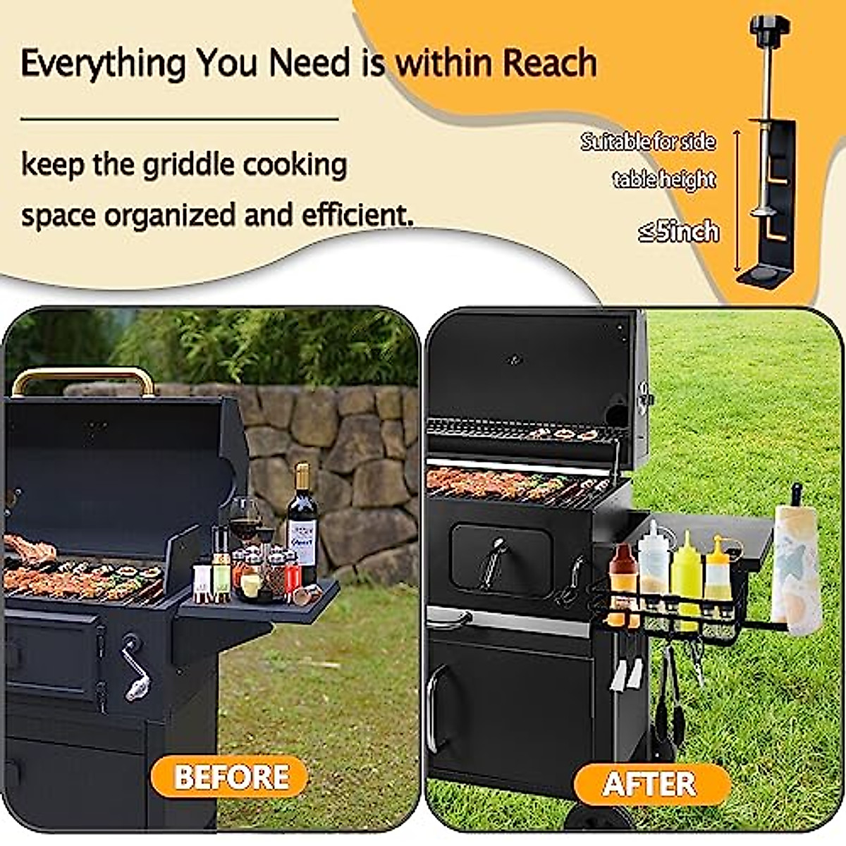 Griddle Caddy for 28"/36" Blackstone Griddles - Grill Caddy Space Saving BBQ Accessories Storage Box with Paper Towel Holder, Griddle Accessories Organizer,Tool Free No Drill