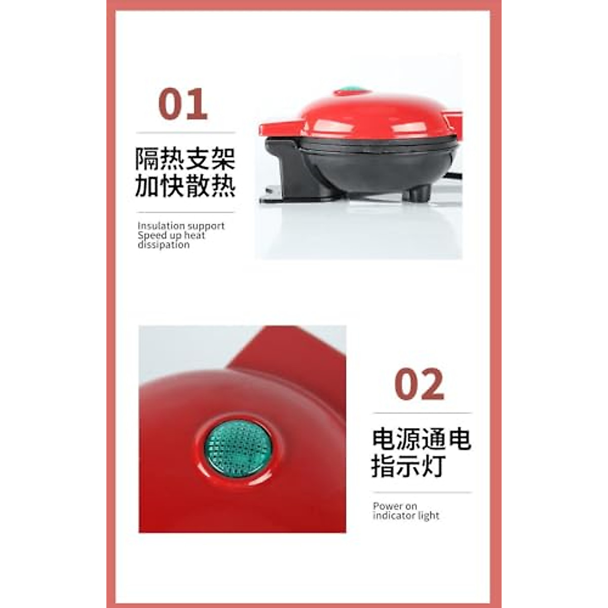 Mini Waffle Maker, 3 Colors - Teal, Pink, Red, Compact Breakfast Sandwich Maker (粉色)