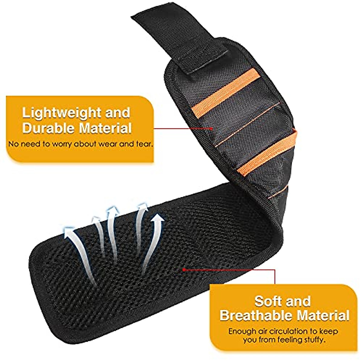 Magnetic Wristband - Cool Gadgets Gifts for Men Dad Him Boyfriend Husband - Tool Belts with 15 Strong Magnets for Holding Screws Nails Wrenches Drill Bits