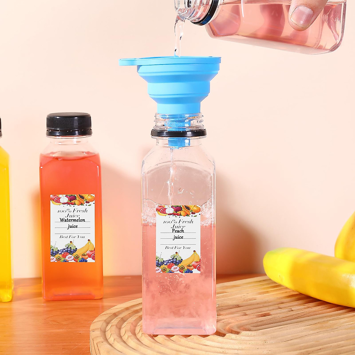 Janisfirst 48Pcs 12 oz Empty Plastic Juice Bottles with Caps,Reusable Clear Homemade Water Bottles Containers with Black Tamper Evident Caps for Juicing, Smoothie, Milk,Drinking and Other Beverages