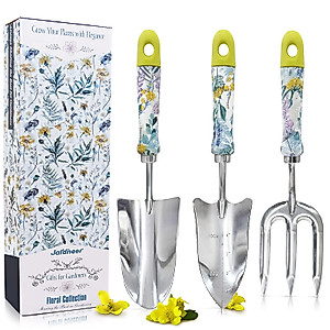 Jardineer Women Gardening Set, Floral Garden Tools Set 3Pcs, Garden Tools for Women Stainless Steel, Ideal Gardening Gifts for Women