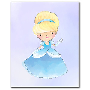 BigWig Prints - Princess Wall Art for Kids, Cute Disney Princess Prints Featuring Belle, Ariel, Cinderella, Snow White, Jasmine, and Aurora, Girls' Room Decor - Unframed Set of 6 (8x10)