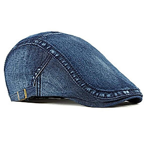 Qunson Mens Denim Cotton Newsboy Cap Ivy Gatsby Driving Hunting Cabbie Hats