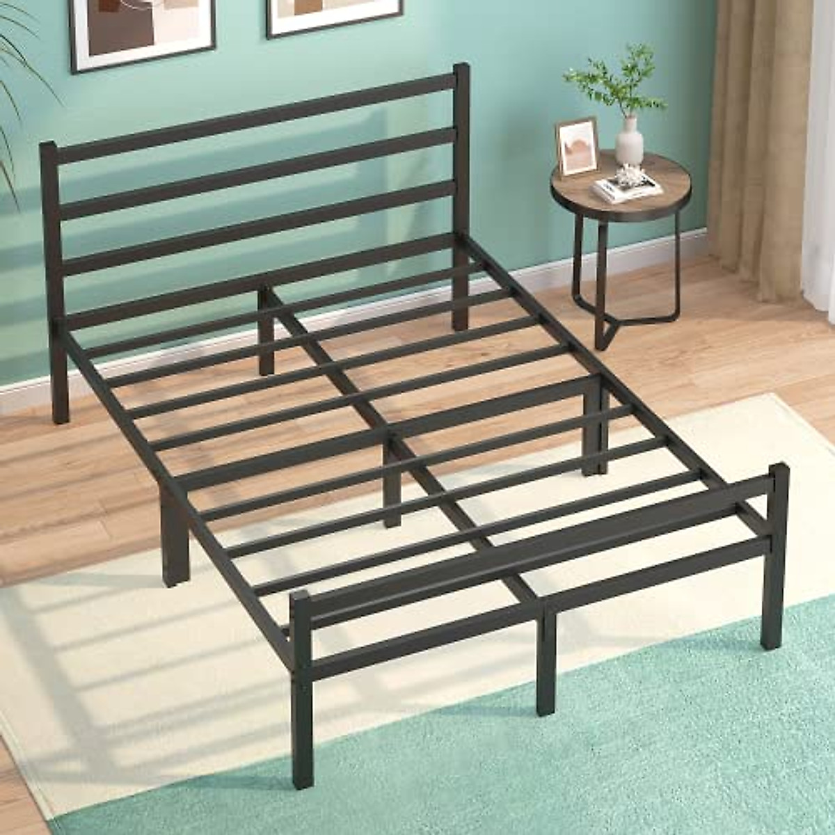FEMOND Full Bed Frame with Headboard and Footboard, 14 Inch Metal Bed Frame Platform with Storage, Noise Free, No Box Spring Needed, Anti-Slip, Easy Assembly (Max Load: 2000lb)