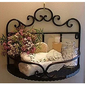 mkki Home Supplies Storage Shelving Wrought Iron Wall Bathroom Shelf