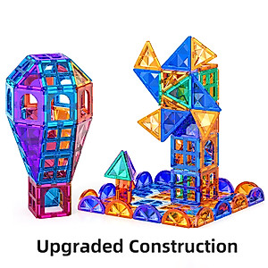 TEMI Magnet Tiles, Magnet Building Toy, Magnets Building Set, Learning and Education Toys Christmas Toy Gift for Ages 3 4 5 6 7 8+ Year Old Toddler Kids Boys and Girls (Magnet Tiles-80pcs)