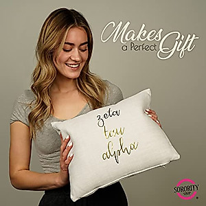Sorority Shop Phi Mu Pillow – Gold Script Design, 12" x 16" Lumbar Pillow Sorority