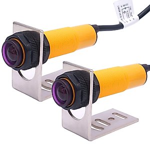 Taiss/ 1 Pair Photoelectric Sensor M18 Infrared Ray Through-Beam Reflection Optical Photoelectric Switch Sensor NPN NO 6-36VDC Proximity Switch Inductive Distance 5M with mounting Bracket E3F-5DN1