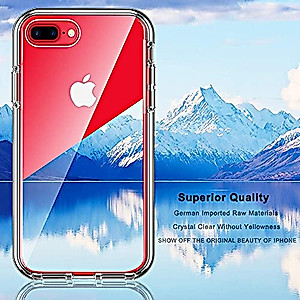 COOLQO Compatible for iPhone 8 Plus/iPhone 7 Plus/iPhone 6S/6 Plus Case, with [2 x Tempered Glass Screen Protector] Clear 360 Full Body Coverage Hard PC+Soft Silicone TPU 3in1 Phone Protective Cover