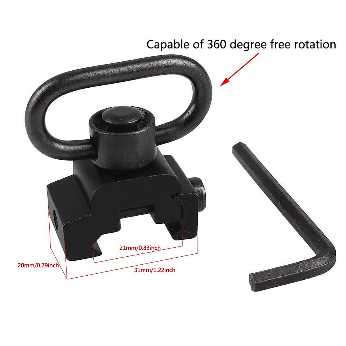 Xage QD Sling Swivel Mount - with Base Rail Mounted Push Button (Sling Attachment for Picatinny/Weaver)