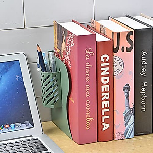 Citmage Adjustable Bookends 3 Compartments Decorative Metal Book Holders Heavy Duty Expandable Book Stand Organizer Magazine File Book Racks for Desk, Shelf, Office, Stationery Gift(Green)