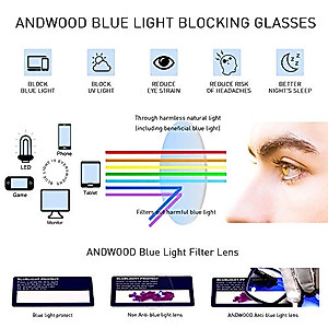 ANDWOOD Blue Light Blocking Glasses Women Cat Eye Computer Eyeglasses Metal Frame Hipster 2 Pack Rose Gold Black
