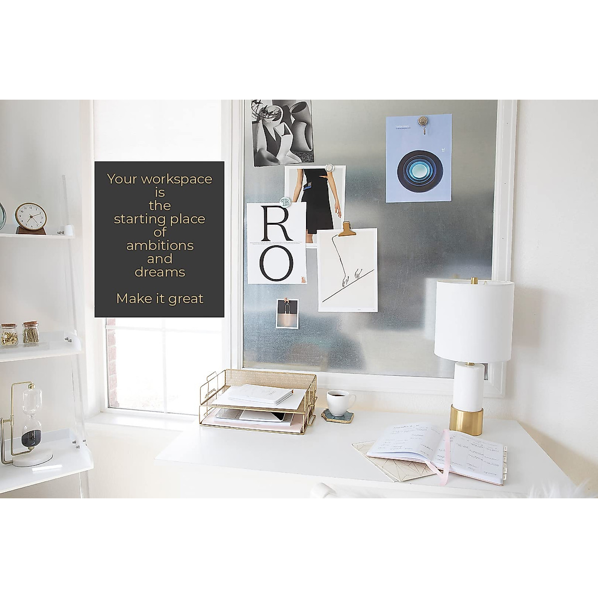 Blu Monaco Gold Desk Organizer Tray 2 Tier - Metal mesh Inbox Paper File Tray Office Supplies Stackable Desk Organizers and Accessories for Office Organization Desk Accessories & workspace Organizers