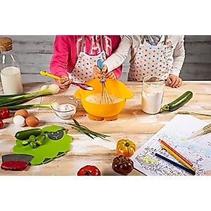 Kuhn Rikon Kinderkitchen Kids Cutting Board, Sheep, 9.8" x 9.1" x 4.3", Green | Child-Friendly Kitchen Tools For Real Cooking