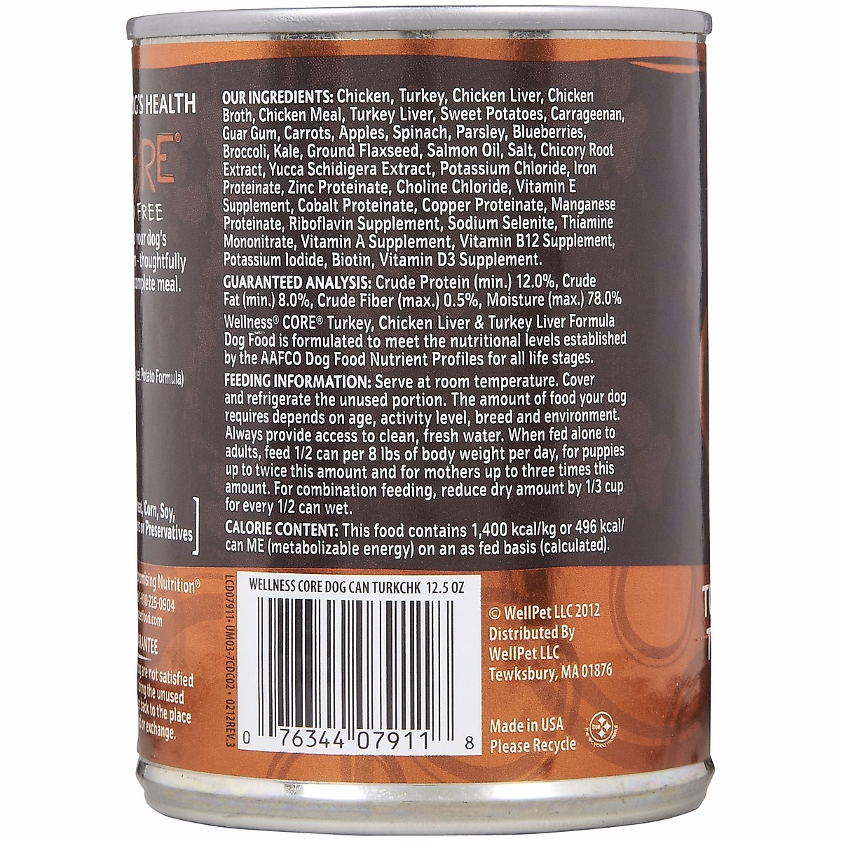 Wellness Core Grain Free - Turkey, Chicken Liver & Turkey Liver - 12 X 12.5 Oz
