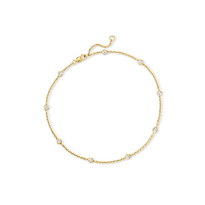 Ross-Simons 0.50 ct. t.w. Diamond Station Anklet in 18kt Gold Over Sterling. 9 inches