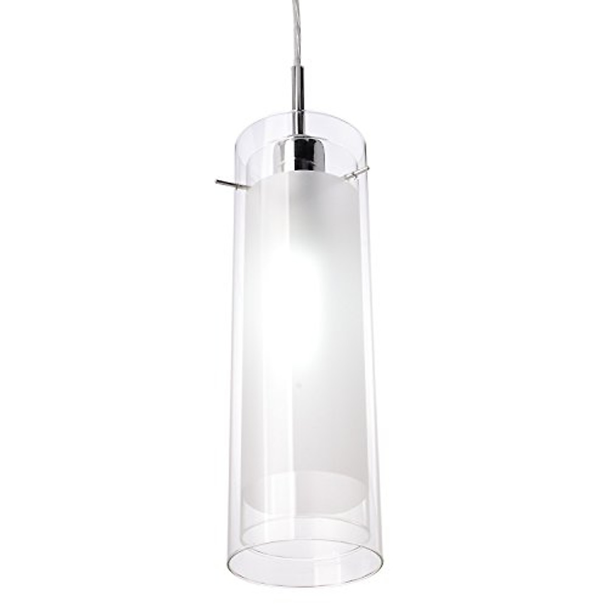 Globe Electric 64023 1-Light Pendant, Polished Chrome Finish, Clear Glass Shade with Frosted Glass Insert, E26 Base Socket, Pendant Light Fixture, Adjustable Height, Light Fixture Ceiling Hanging