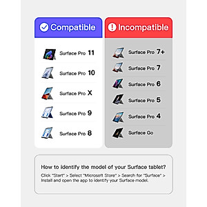 Inateck Surface Pro 9 Keyboard Compatible with Surface Pro 9/8/X/10/11, with 7-Color Backlight, KB05111