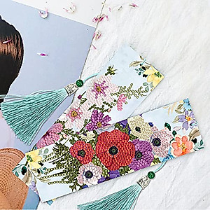 pigpigboss Morning Glory Bookmark Diamond Painting Kit 2 Pieces Diamond Painting Arts Flower Bookmark Diamond Painting Set for Adult Book Decor Bookmark Diamond Dot for Kid (21 X 6 CM)