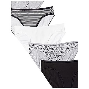 Amazon Essentials Women's Cotton Bikini Brief Underwear (Available in Plus Size), Pack of 10, Dots/Floral/Multicolor/Stripe, Small