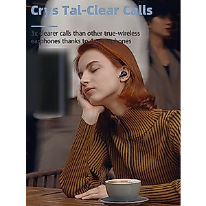 YHT Bluetooth 5.2 Wireless Earbuds, Clear Call Noise Cancelling with 4 Microphones Wireless in Ear Headphones, LED Power Display HiFi Stereo Sound Earphones Compatible for iPhone Android, Black