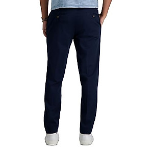 Haggar Men's Premium No Iron Khaki Straight Fit & Slim Fit Flat Front Casual Pant, Dark Navy Blue, 32W x 30L