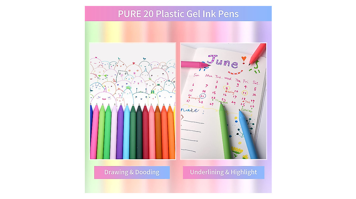 Retractable Gel Pens - 20 Vibrant Colors for Writing & Art