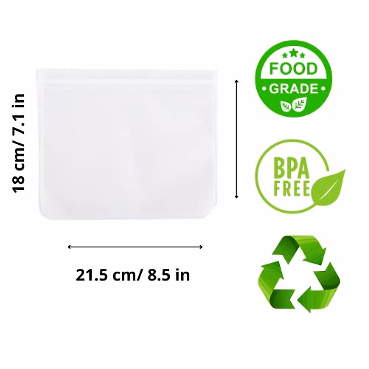5 Pcs Reusable Food Storage Bags Large Size, BPA Free PEVA Reusable Freezer Bags, Reusable Ziplock Sandwich Bags, Silicone Food Bags, Reusable Snack Bags, Clear, GTM400VPP