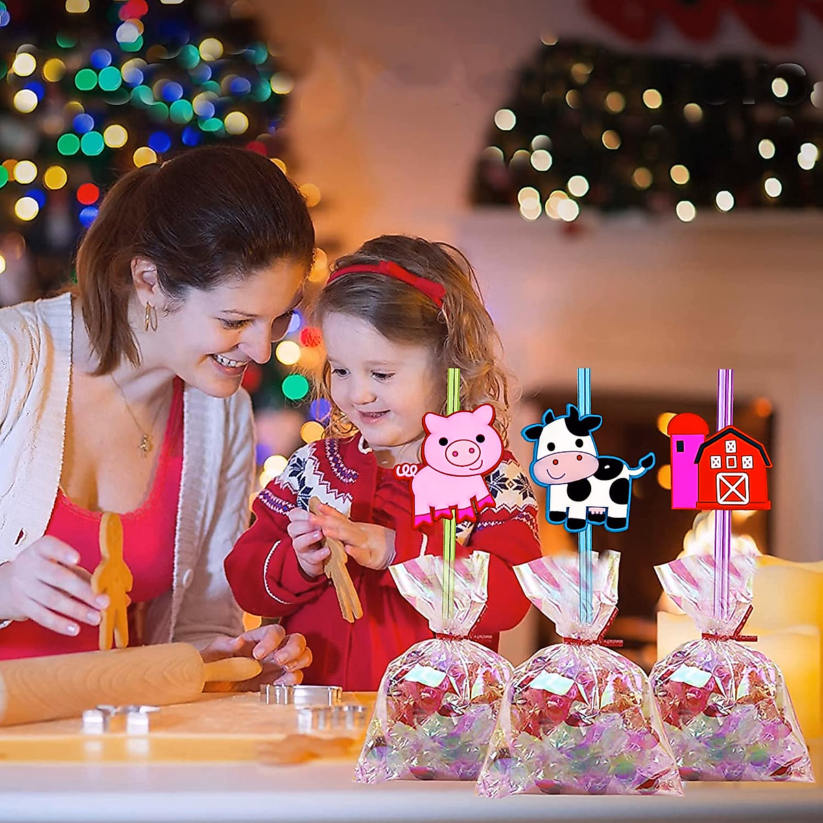 24pcs Reusable Farm Animals Party Favor Plastic Straws Kids Drink Cocktail Straws Chicken Sheep Horse Cow Pig Farm Birthday Party Supplies With 2 Cleaning Brushes 6 Colors