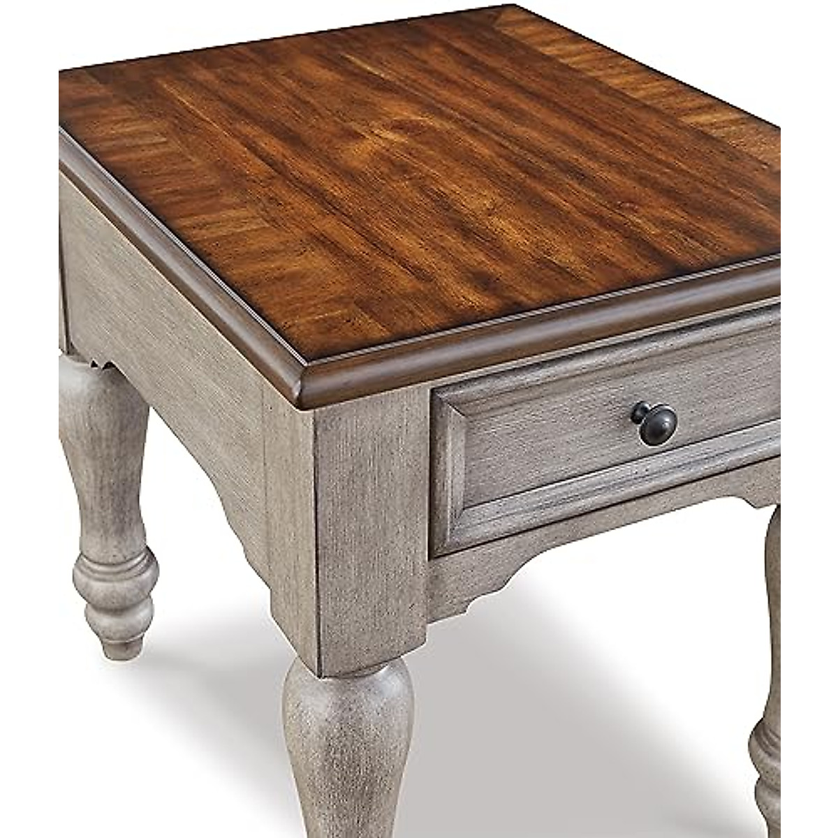 Signature Design by Ashley Lodenbay Classic Farmhouse End Table with 1 Drawer, Antique Gray & Brown
