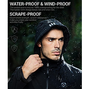 Men's Heated Jacket with Detachable Hood, Waterproof Winter Outdoor Heating Jackets for Men (Battery Pack Included)