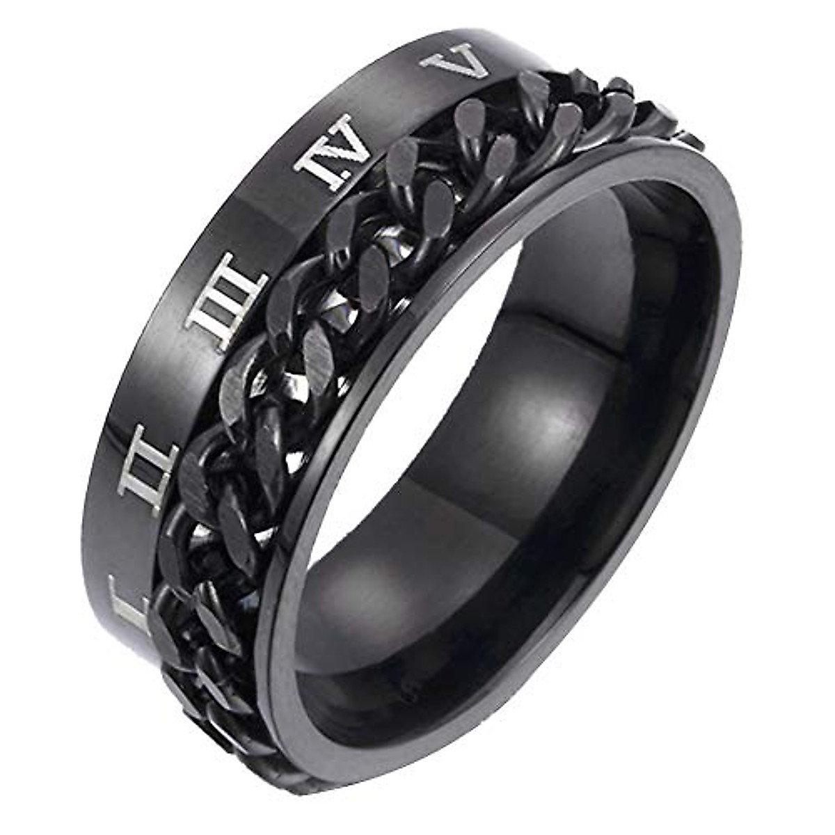 SEniutarm Engagement Love Rings Wedding Bands Unisex Fashion Titanium Steel Roman Numerals Twist Chain Ring Party Jewelry Gift for Women/Girl Finger Rings DIY Jewelry Gifts - Blue US 9