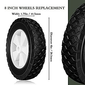 [2 Pack] 8 Inch Wheels Replacement for Oregon 72-108, Radio Flyer Wagon Lawn Mower Grill Wheels Replacement with Diamond Tread & Solid Filled Tire, 8 x 175 Wheels Replacement for Craftsman AYP MTD