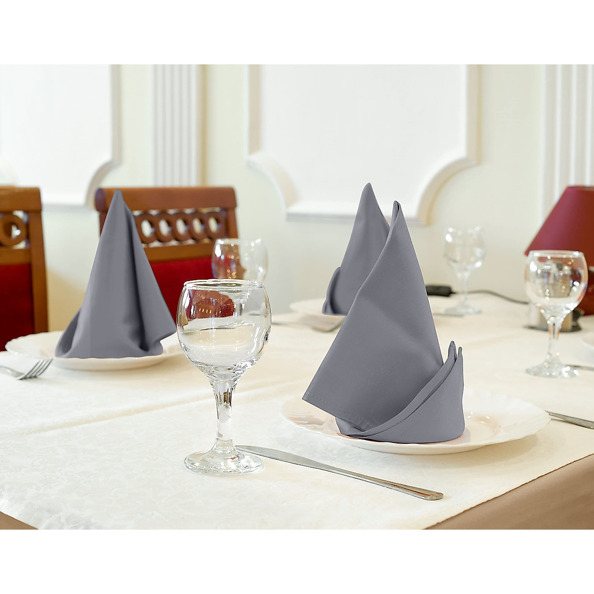 Utopia Kitchen Charcoal Cloth Napkins [12 Pack, 18x18 Inch] Cotton Blend Washable and Reusable Table Dinner Napkins for Hotel, Lunch, Restaurant, Weddings, Event and Parties