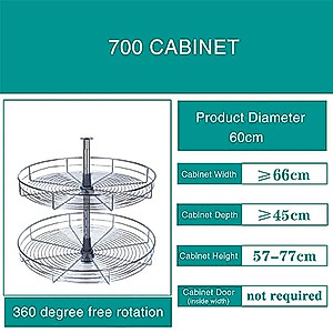 AHDFY Blind Corner Cabinet Pull Out, Rotating 2 Tier Dish Rack Storage, Spices Corner Shelf Spice Rack Spinner for Cabinet Pantry Kitchen Cupboard,700 Cabinet