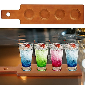 Kichvoe Wine Flight Board Wooden Wine Tasting Board Tequila Board 4 Cups Beer Flight Serving Paddle Wood Whiskey Flight Serving Tray for Home Bar Party