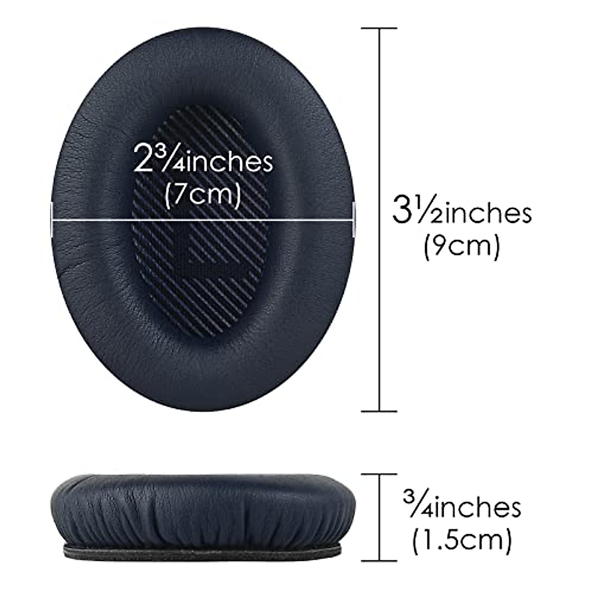 Ear Pads for Bose QC45 QC35 QC35 ii Gaming QC15 QC25 AE2 AE2i AE2w SoundTrue SoundLink Around-Ear Headphones Replacement Ear Cushions, Ear Covers, Headset Earpads (Protein Leather/Midnight Blue)