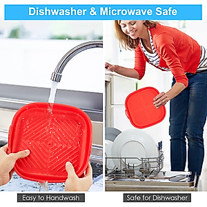 2Pcs Foldable Air Fryer Silicone Liner with Heat Resistant Glove - Reusable Silicone Pot, Food Grade Silicone Basket, Oven Accessory Non-Stick Baking Tray for 5.8-8 QT Air Fryer, 8.5 Inch Large