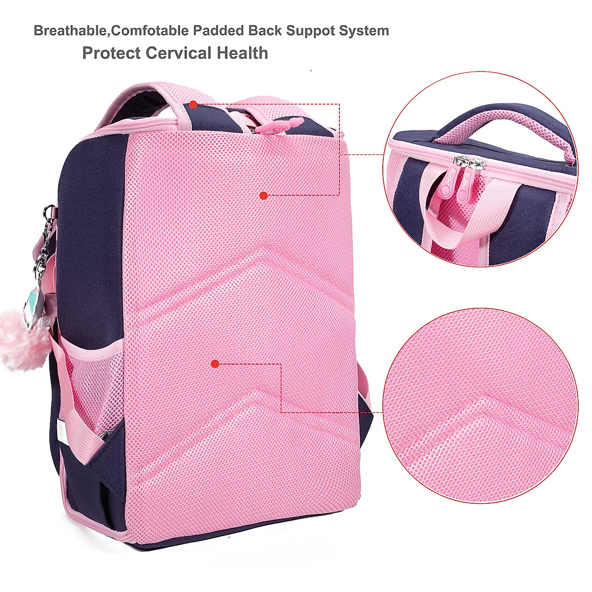 AO ALI VICTORY Unicorn Backpack for Girls with Lunch Box Set Kawaii Kids Toddler Bookbags Cute Kindergarten Preschool Elementary School Bag (Large, Pink Set-3 PCS)