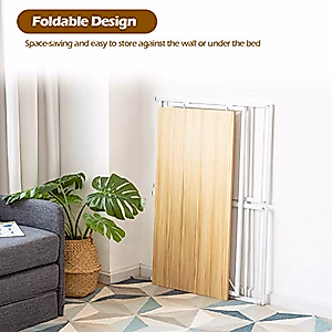 Tangkula Folding Computer Desk, Study Writing Desk with 6 Hooks, Modern Simple PC Laptop Desk with Sturdy Metal Construction, Space Saving Writing Table for Home Office (Natural)