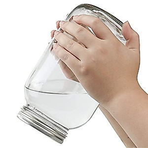 3 Pack Mason Jars 64 oz Wide Mouth with Lid and Band, Half Gallon, Airtight Lids , Clear, Glass (Set of 3)